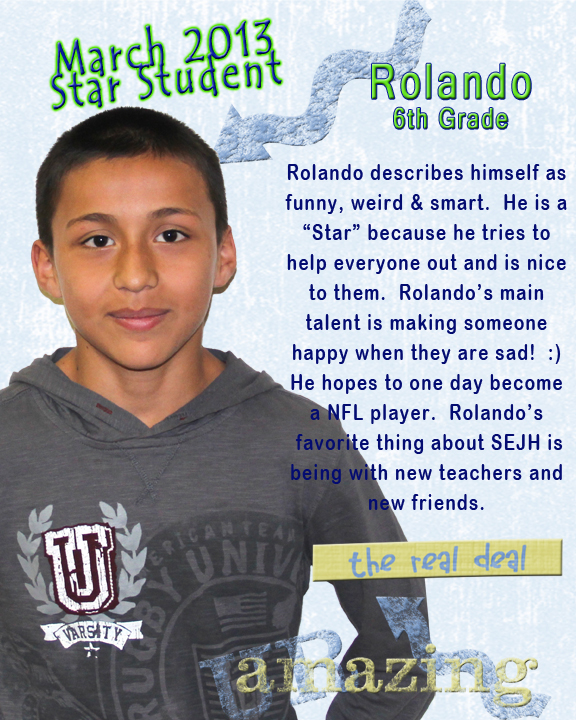 Springlake-Earth Junior High | March Star Student